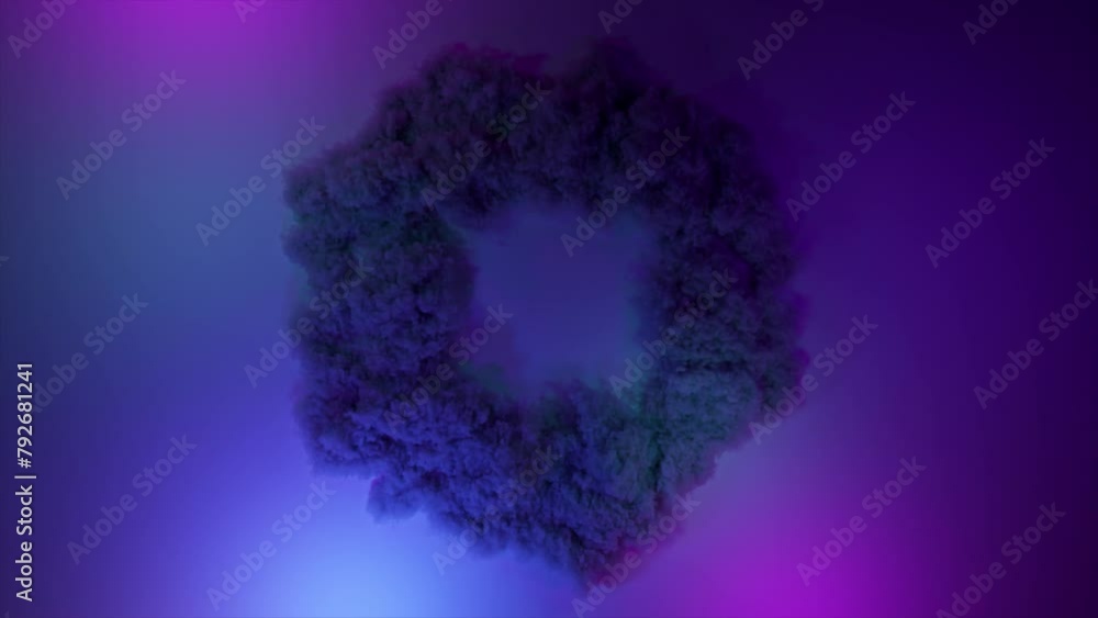 3D animation of abstract art with an explosive smoke structure with ...