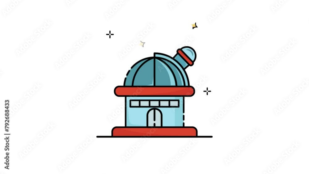 observatory telescope icon animation video for astronomy concept set ...