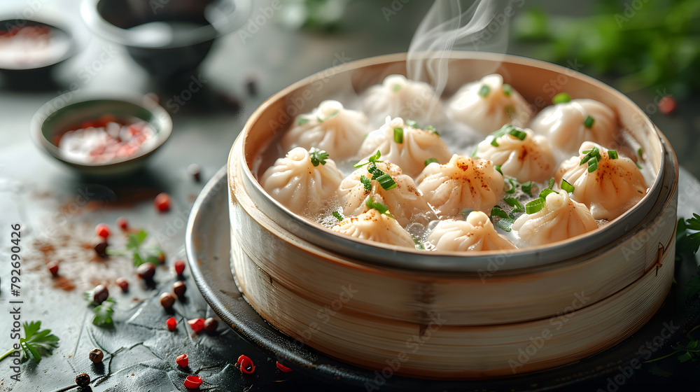 Variety of Xiao Long Bao Chinese food, delicious food ready to eat in a ...