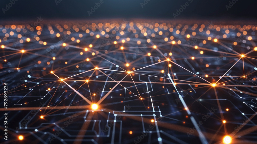 Futuristic digital constellation mapping out a network of ...