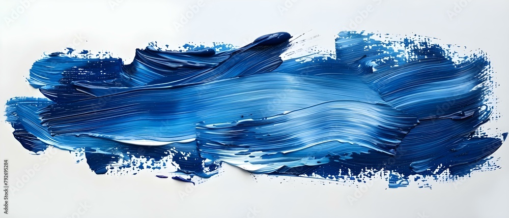 Blue paint brush stroke texture on white background with navy accents ...