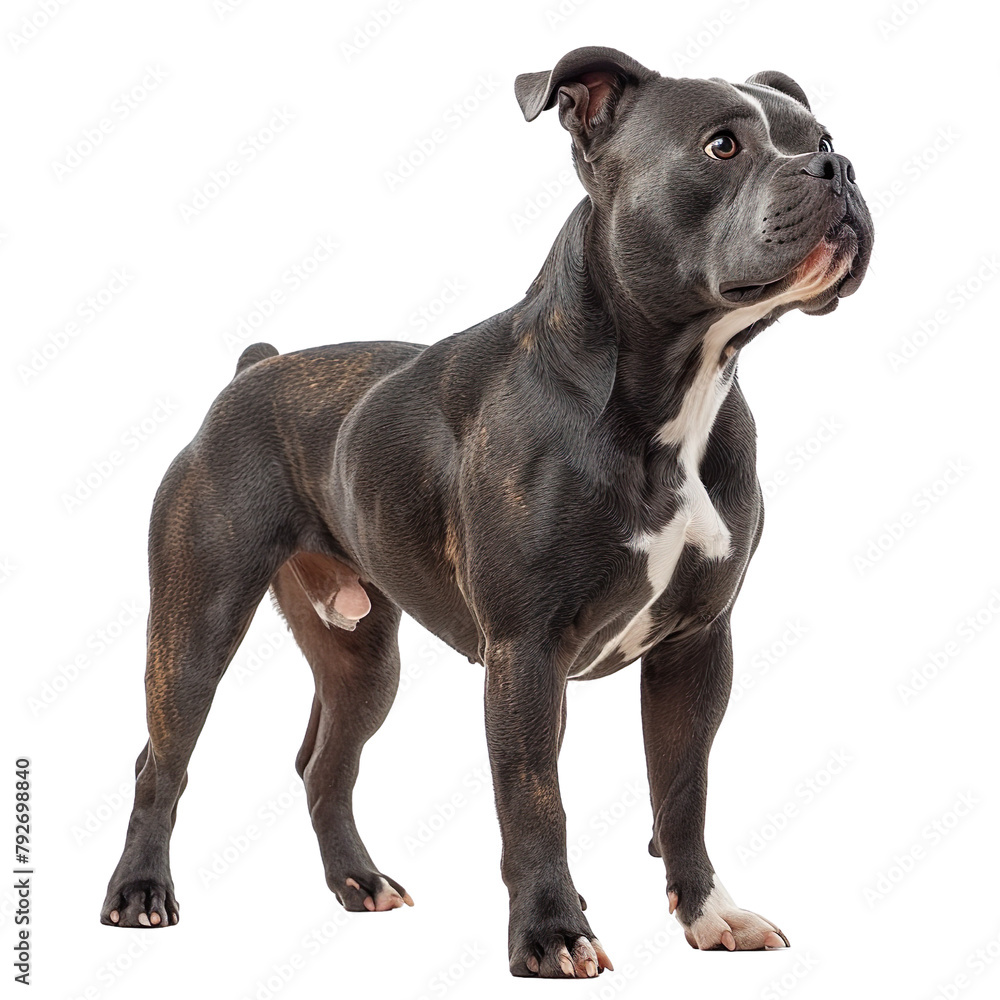 American Bully standing full body on side isolated on transparent ...
