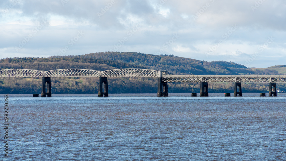 Dundee, Scotland, UK. The Second Tay Rail Bridge, crossing the River ...