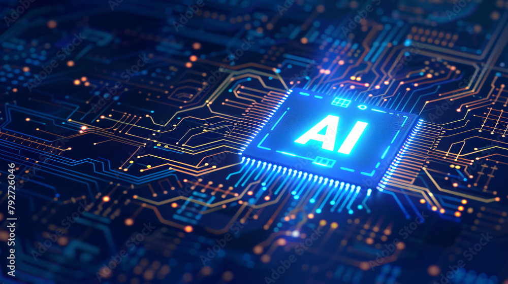 Abstract of a digital blue colored data background, with analysis AI ...