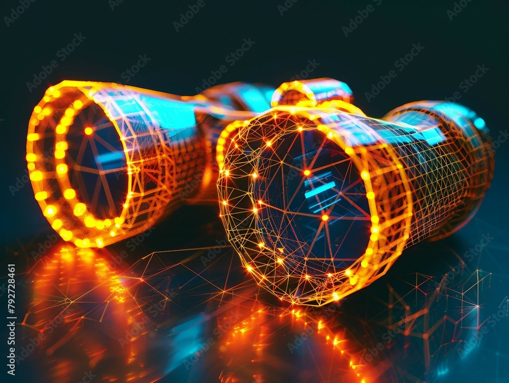 yellow binocular with data streams, ai in visual recognition systems ...