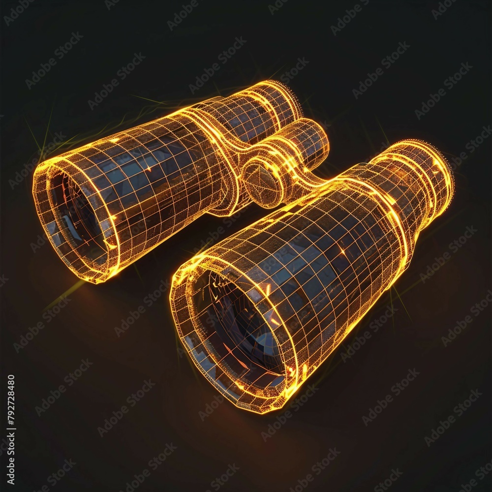 Yellow Binocular With Data Streams Ai In Visual Recognition Systems
