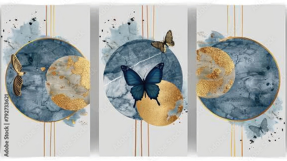 Celestial Harmony: Moon, Earth, and Cosmic Butterflies Stock Illustration | Adobe Stock