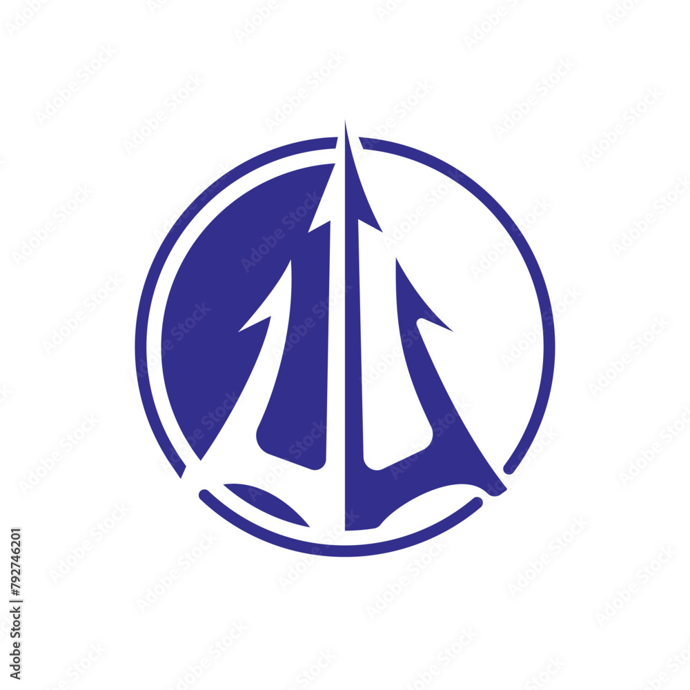 Trident Neptune god Poseidon Triton king spear logo design. Stock ...