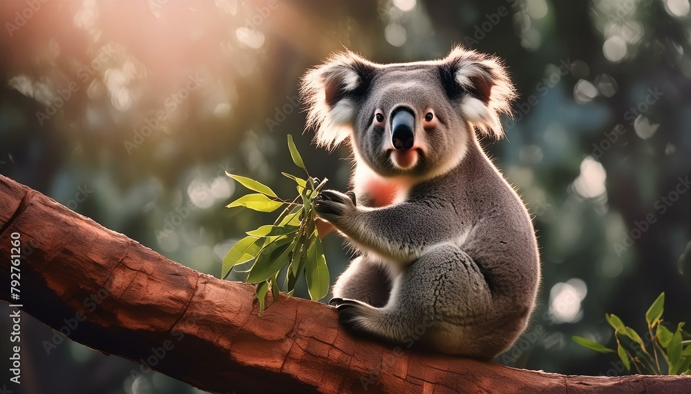 Koala Serenity: 4K Wallpaper of a Koala Bear Eating Leaves on a Branch ...