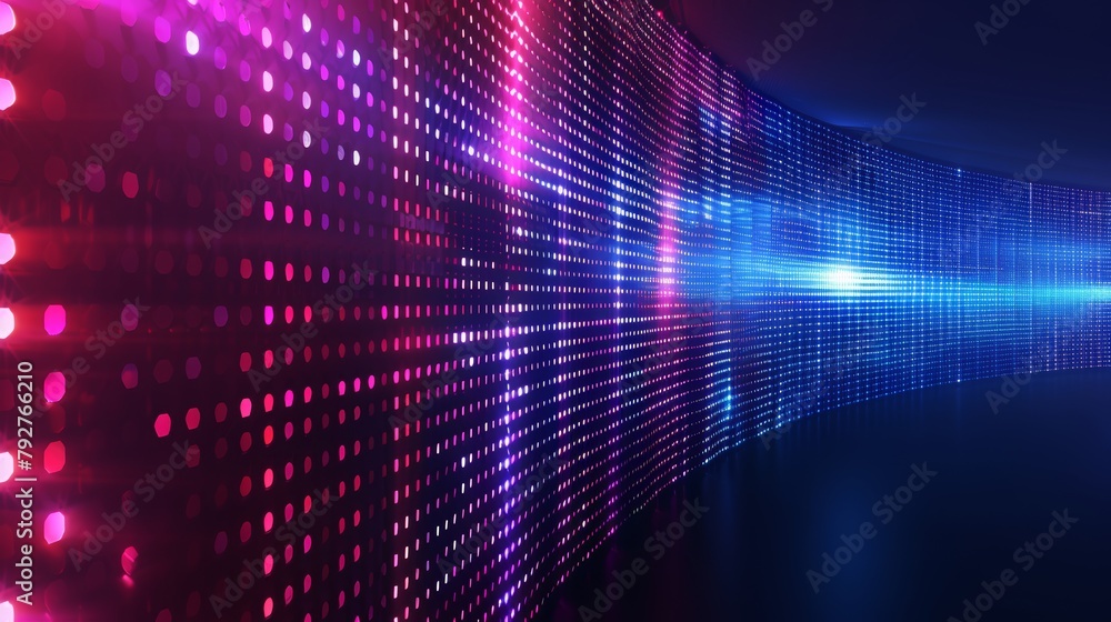 A concave side led screen wall stage light panel background. Video tv ...