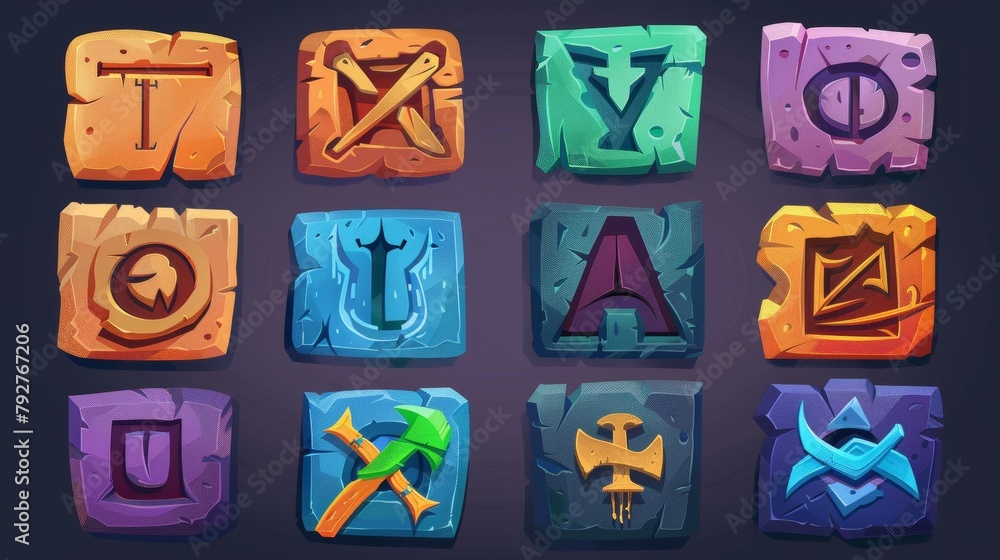 Nordic runic wood sign and old fehu letter symbol for magic witchcraft ...