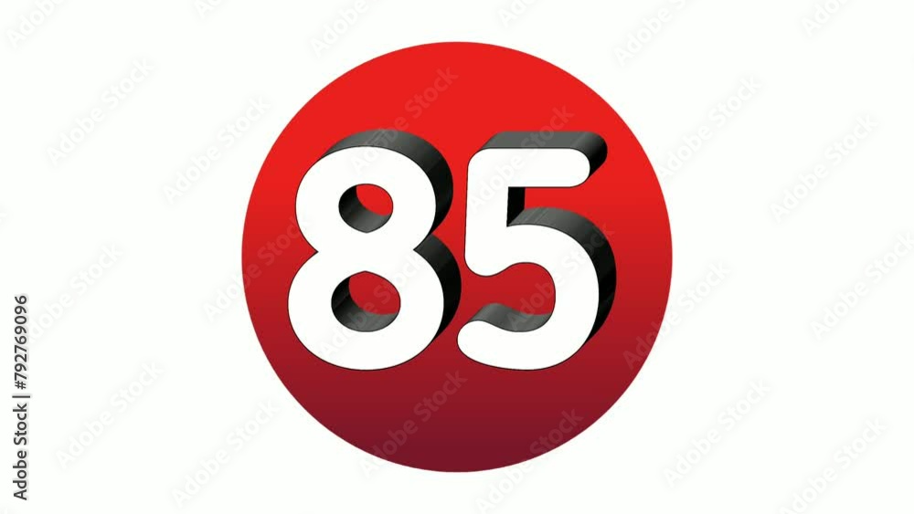3D Number 85 eighty five sign symbol animation motion graphics icon on ...