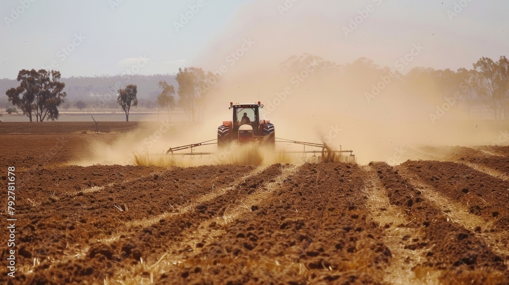 Dust kicks up behind a powerful biofueloperated plough as it makes its ...