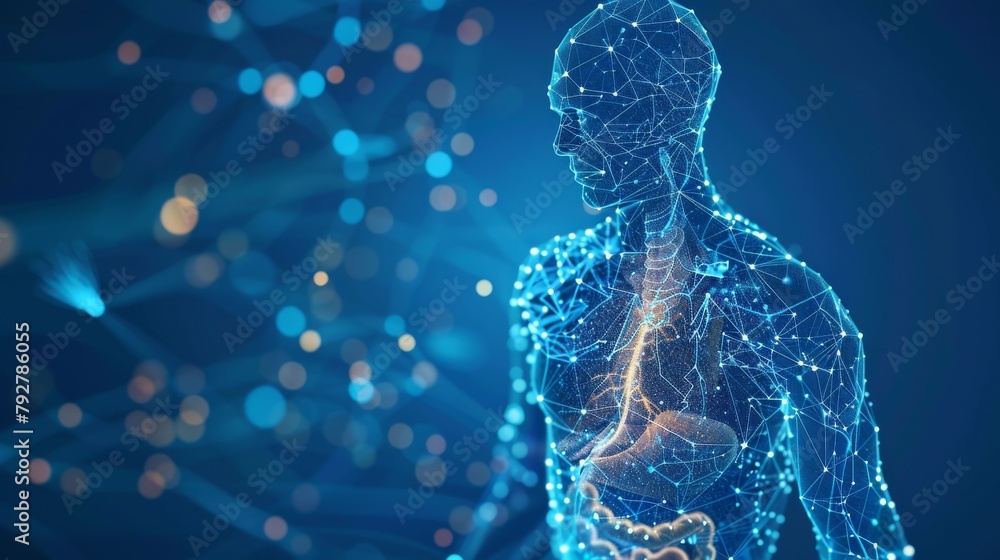 Molecular based human figure concept - Illustration of a human body ...