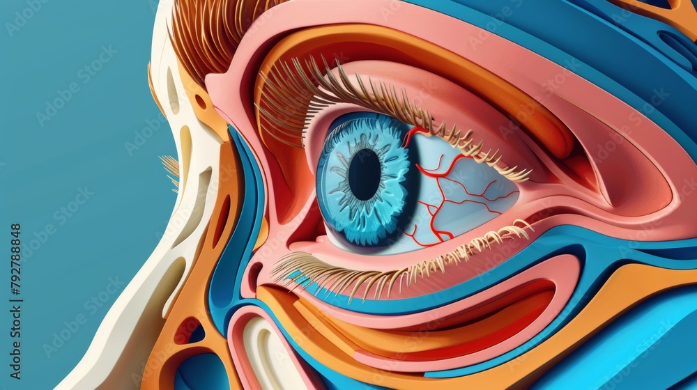 Color structure and anatomy of the human eye. Flat cartoon illustration ...