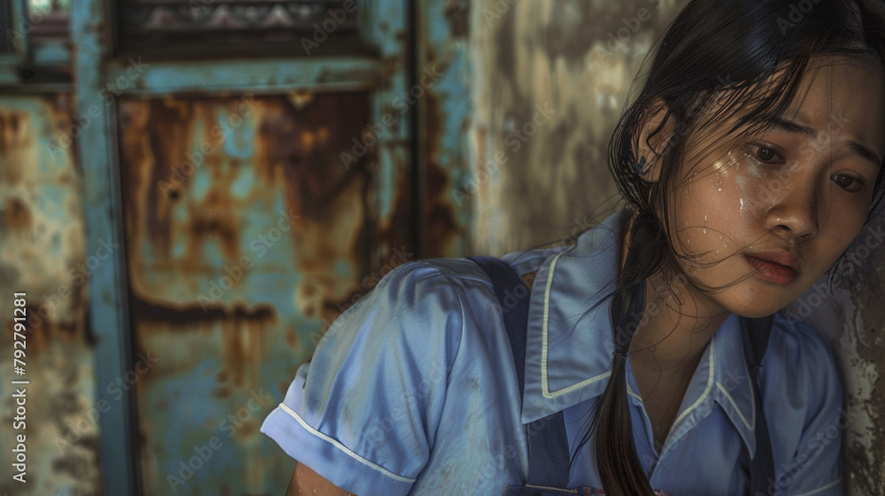 a filipina college student around 20 years old wearing her uniform ...