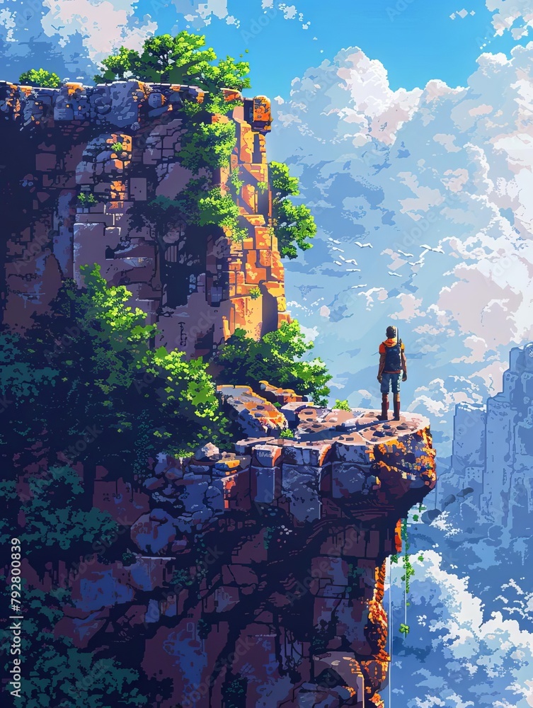 Craft a pixel art digital rendering showcasing a stopmotion style ...