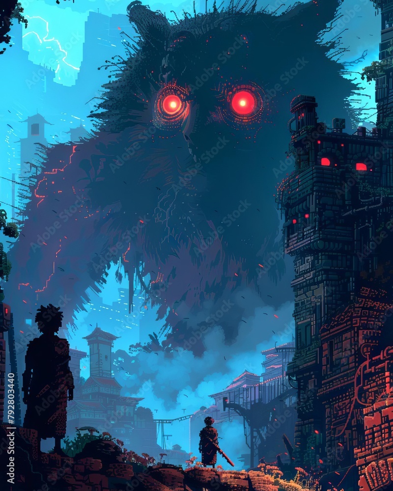 Illustrate mystical creatures in futuristic tech settings from an ...