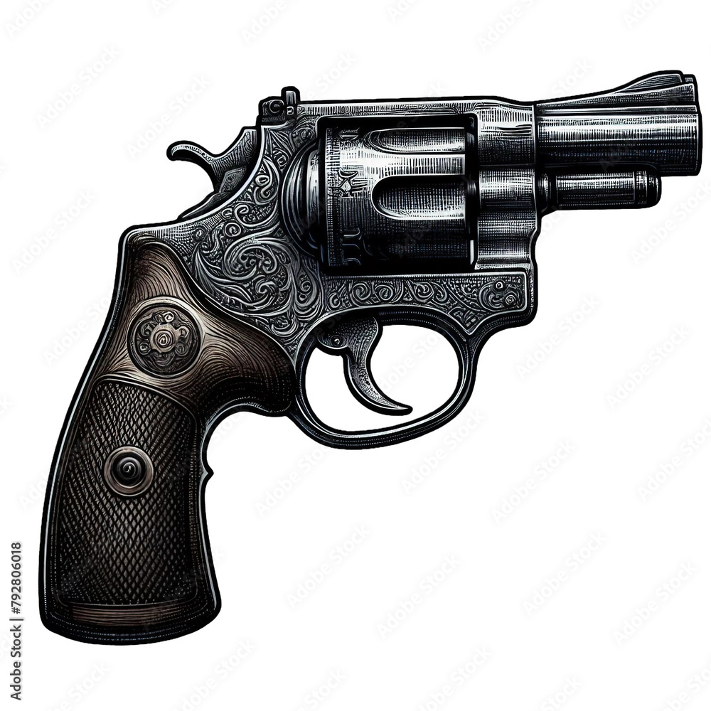 Revolver gun isolated on transparent background Stock Illustration ...