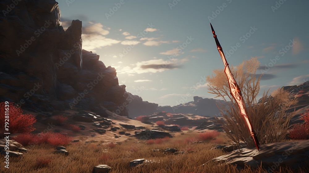 A lone arrow, a silent sentinel of the archer's skill, ready to strike ...