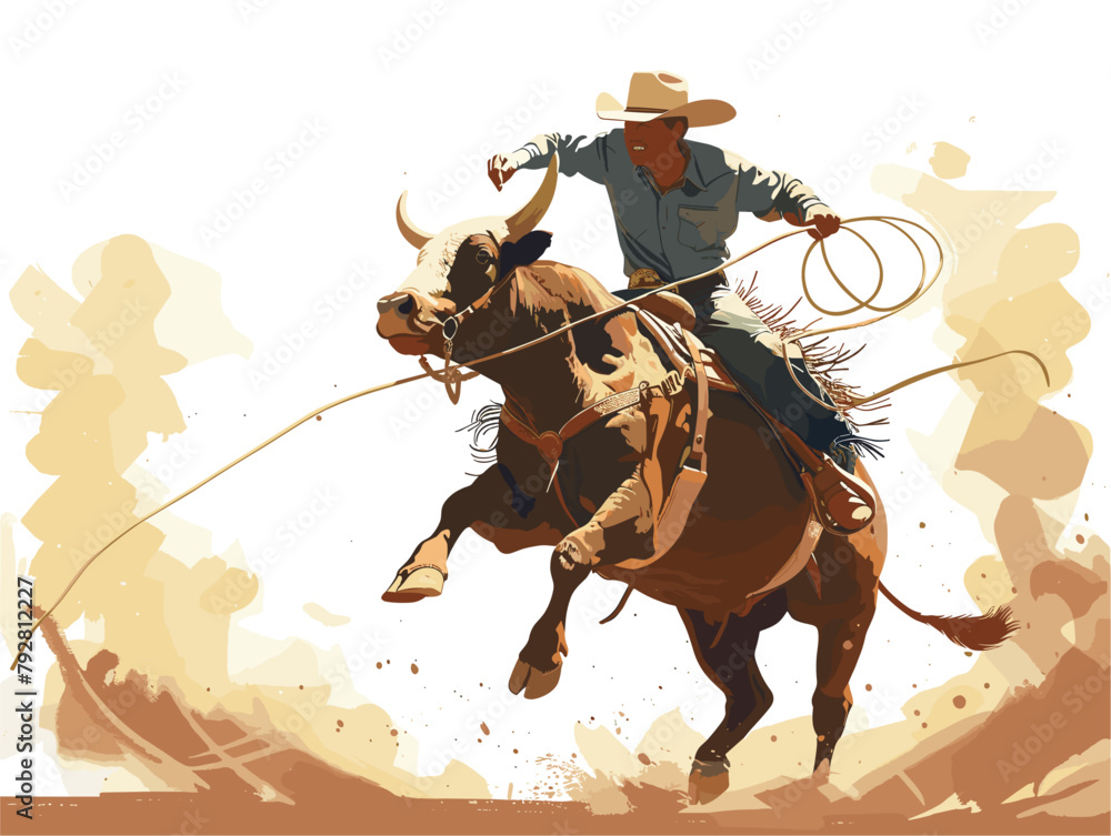 Vetor de Animated Rodeo Arena: Cowboys Showcase Their Skills in Bull ...