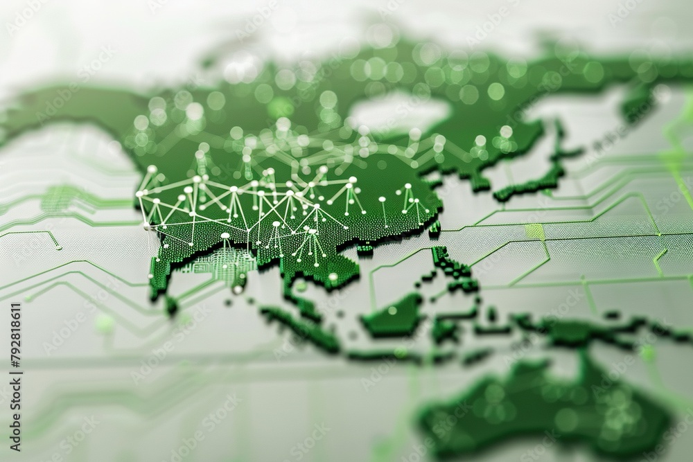 Global Network Choice: Digital World Map Illustration global network ...