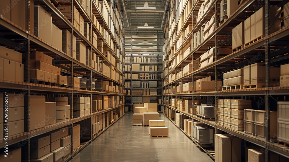 Ilustração do Stock: Expansive view inside a bulk storage room with ...