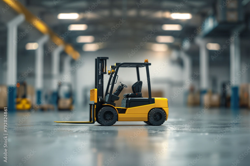 forklift in a professional setting, set against a white background to ...