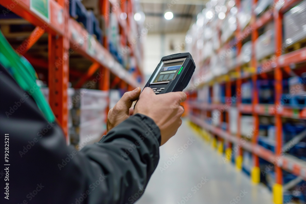 photograph capturing the efficiency of warehouse management practices ...