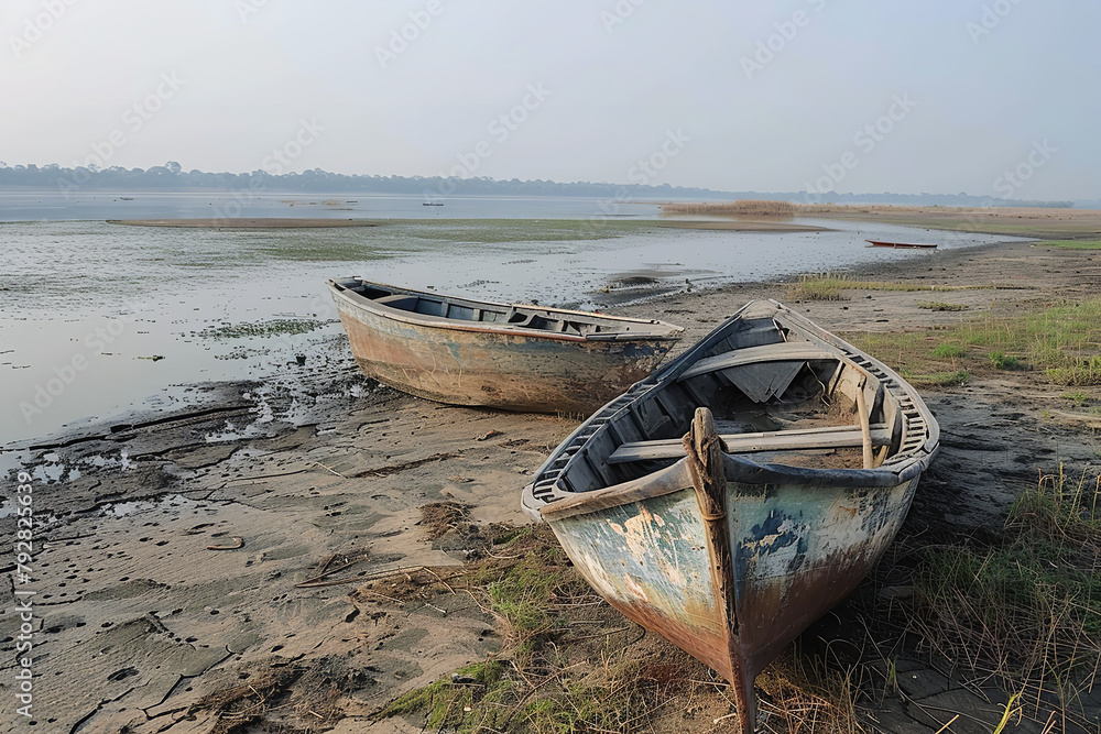 Boats marooned as a lake's shores retreat - the scene a vivid cue to ...
