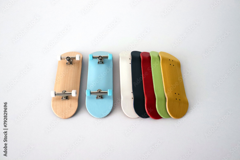 Blank wooden handmade fingerboards with the different type colour of ...