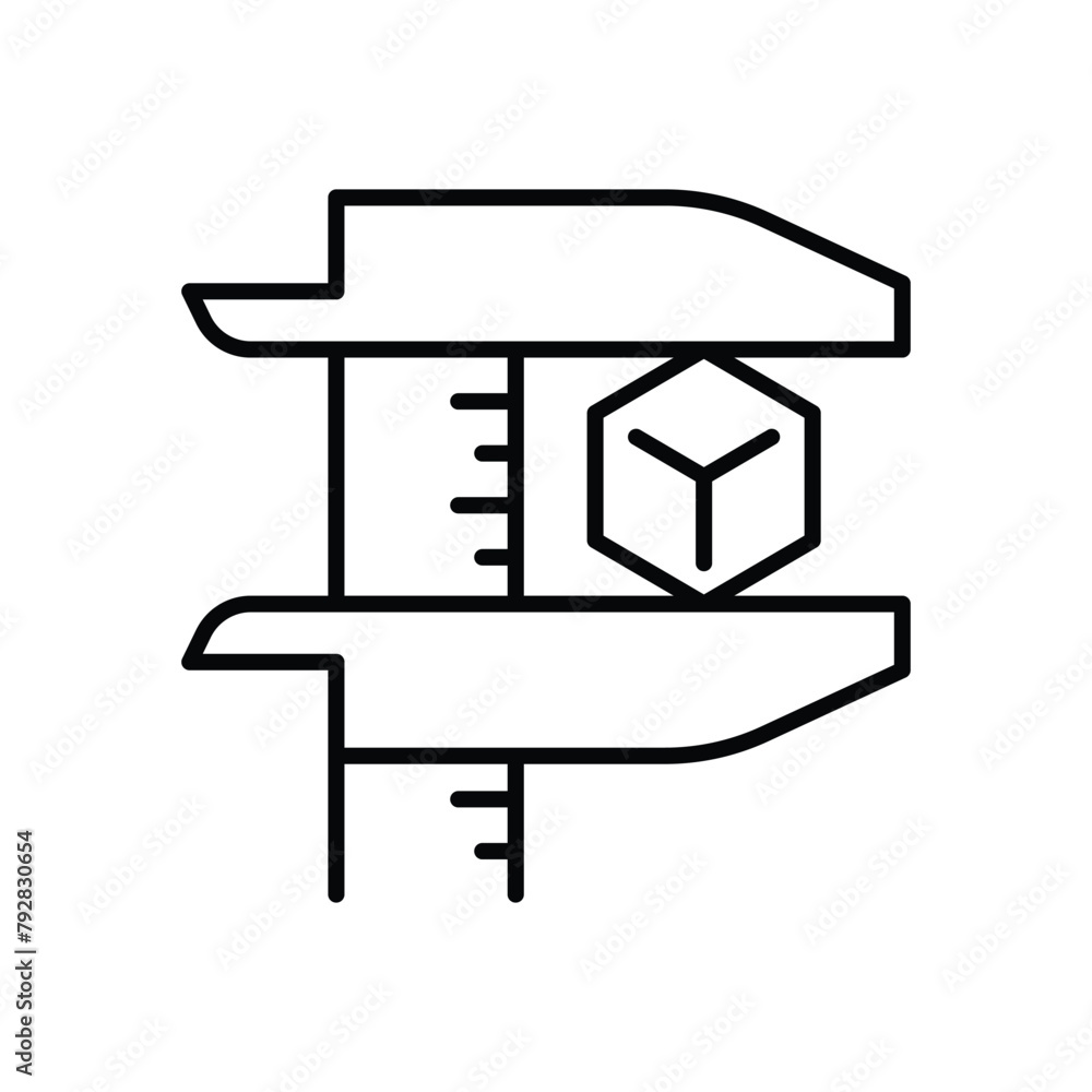 Product measurements icon. Simple outline style. Vernier caliper, gauge ...