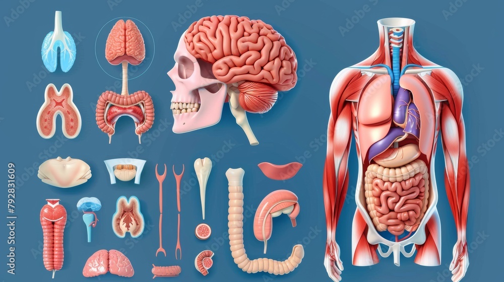 A colorful modern illustration showing the types of tissues in the ...