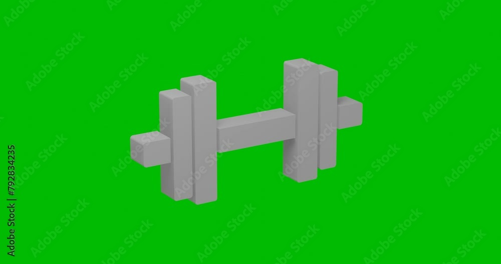 Animation of rotation of a white dumbbell symbol with shadow. Simple ...