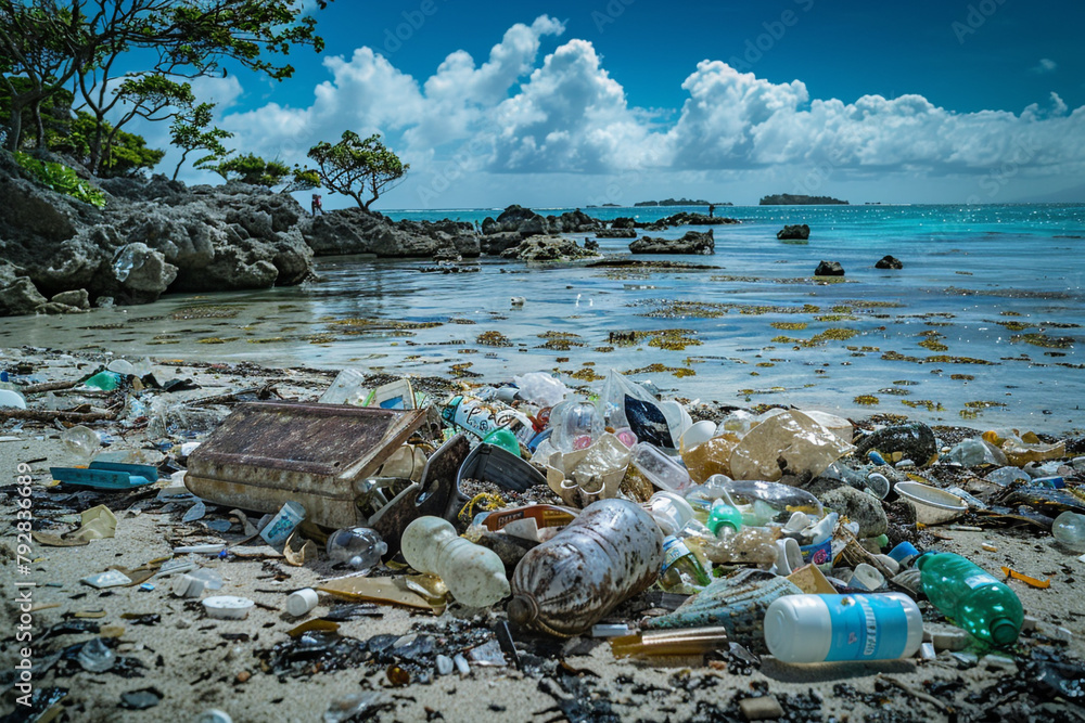 Marine litter and plastic pollution in Ishigaki Okinawa Stock Photo ...