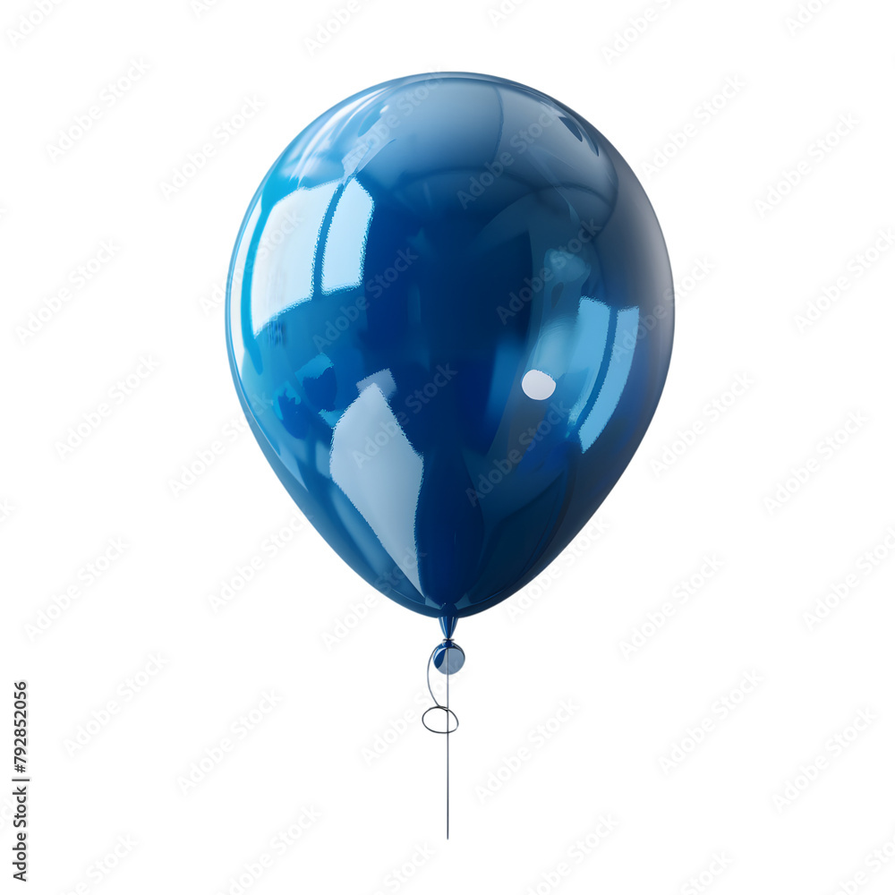 A single blue balloon with a glossy reflection, giving a sense of ...