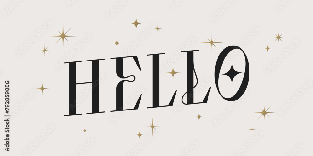 Hello. Lettering Hello, Hi, banner, poster, vintage graphic. Greeting ...