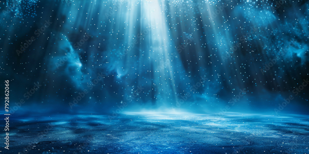 Free stage with lights and smoke, Empty stage with blue spotlights ...