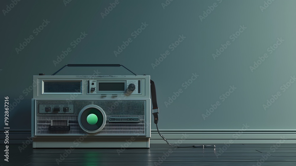 Vintage style boombox sound system 80's Boom Box cassette player, radio ...