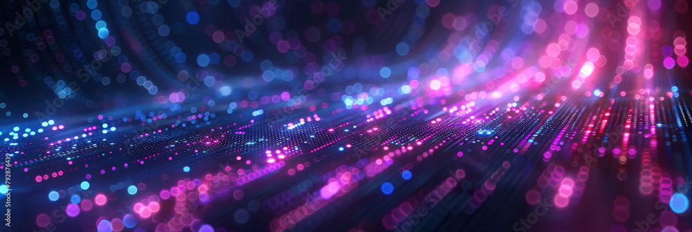 blur binary data with dots and lines. Depth of field effect applied. Concept for big data, deep ...