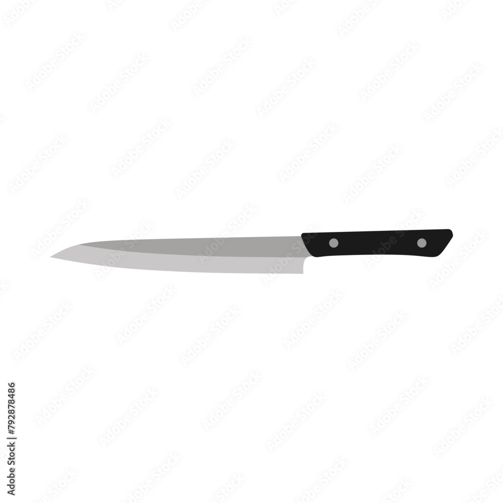 Yanagiba or Shobu, Yanagi, traditional Japanese kitchen knife flat ...