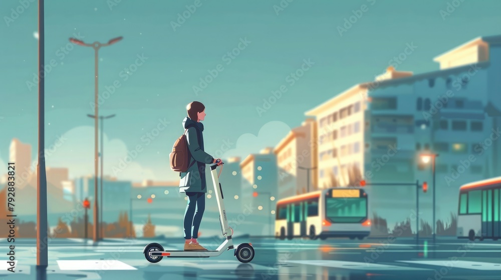 An innovative urban mobility solution, featuring electric scooters and ...