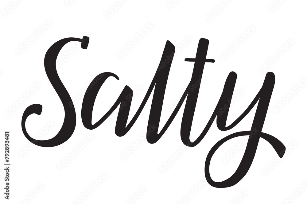 Salty. Handwritten lettering. Inscription in English. Modern brush ink ...