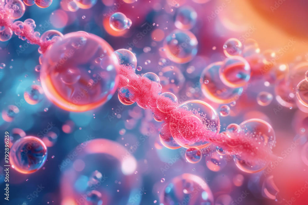 A scene depicting the molecular breakdown of glucose during cellular ...