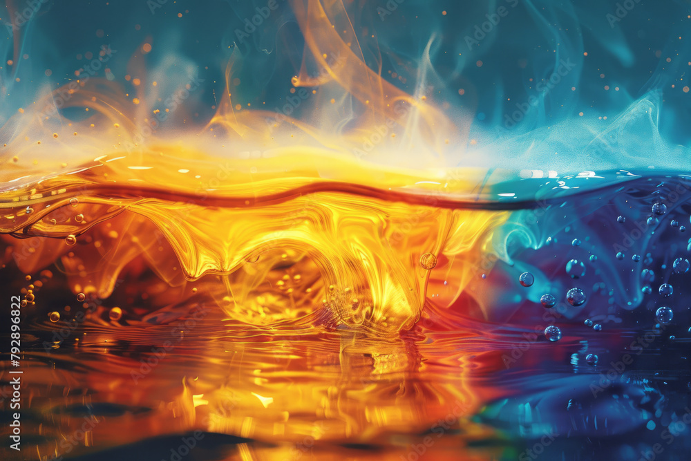A scene depicting the oscillating colors of the reaction, where the ...
