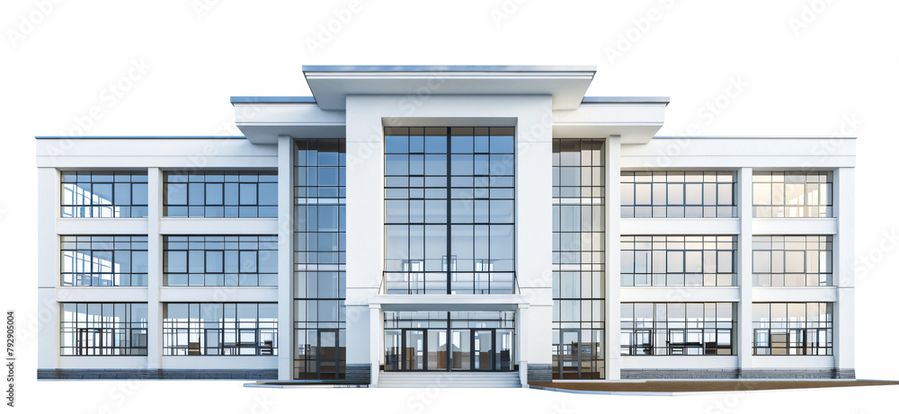 Modern school building isolated, transparent urban town workplace ...
