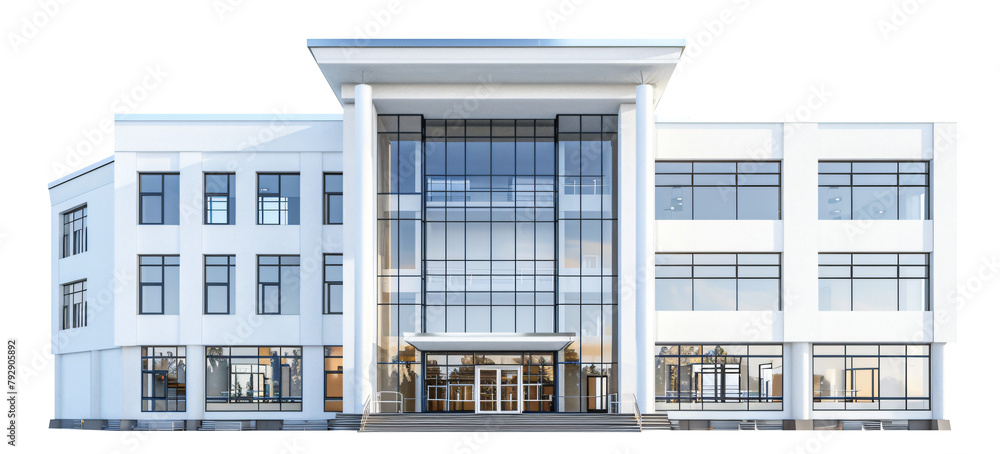Modern school building isolated, transparent urban town workplace ...