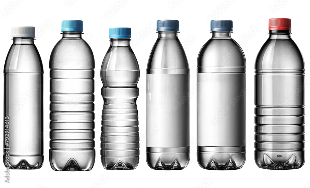 Empty Water Bottle Design Set: Packaging Template for White Labels and ...