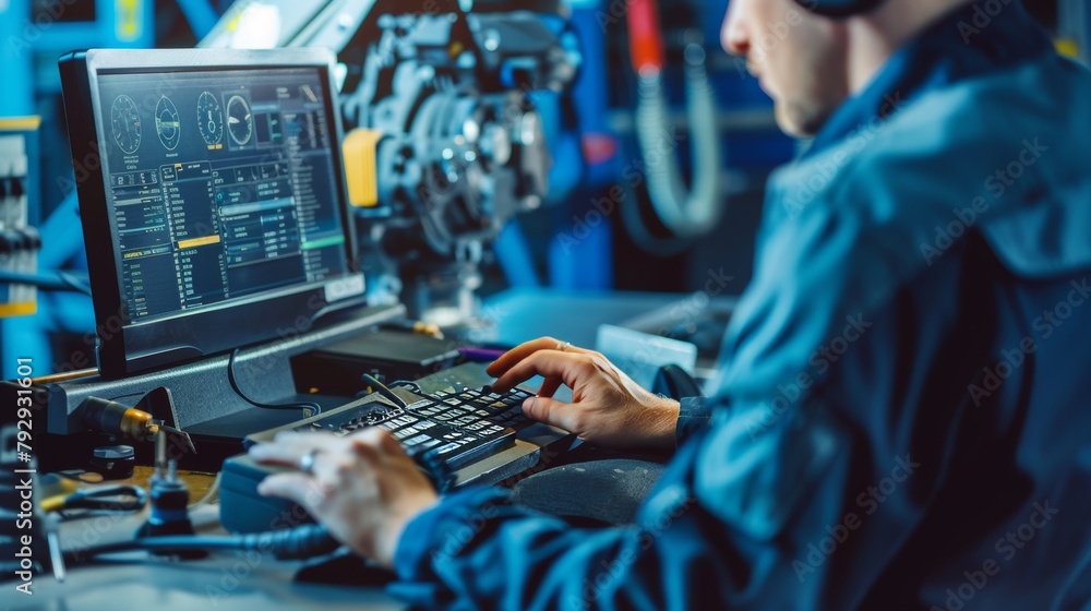 Repairing a car using computer diagnostics Stock Illustration | Adobe Stock