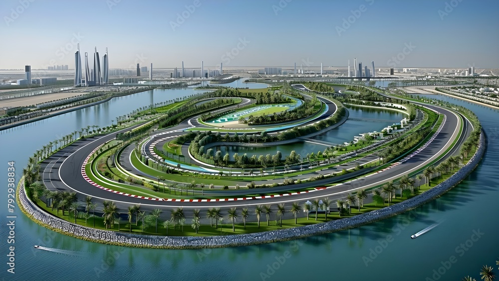 Yas Marina Circuit Map In Abu Dhabi Illustrates Track Layout Concept